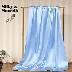 DLCFLF Baby Blue Satin Fabric by The Yard, 2 Yards Charmeuse Satin Fabric 60 Inch Wide, Silky Satin Fabric for Bridal, Wedding, DIY Crafts, Sewing, Costumes, Shiny Cloth Fabric