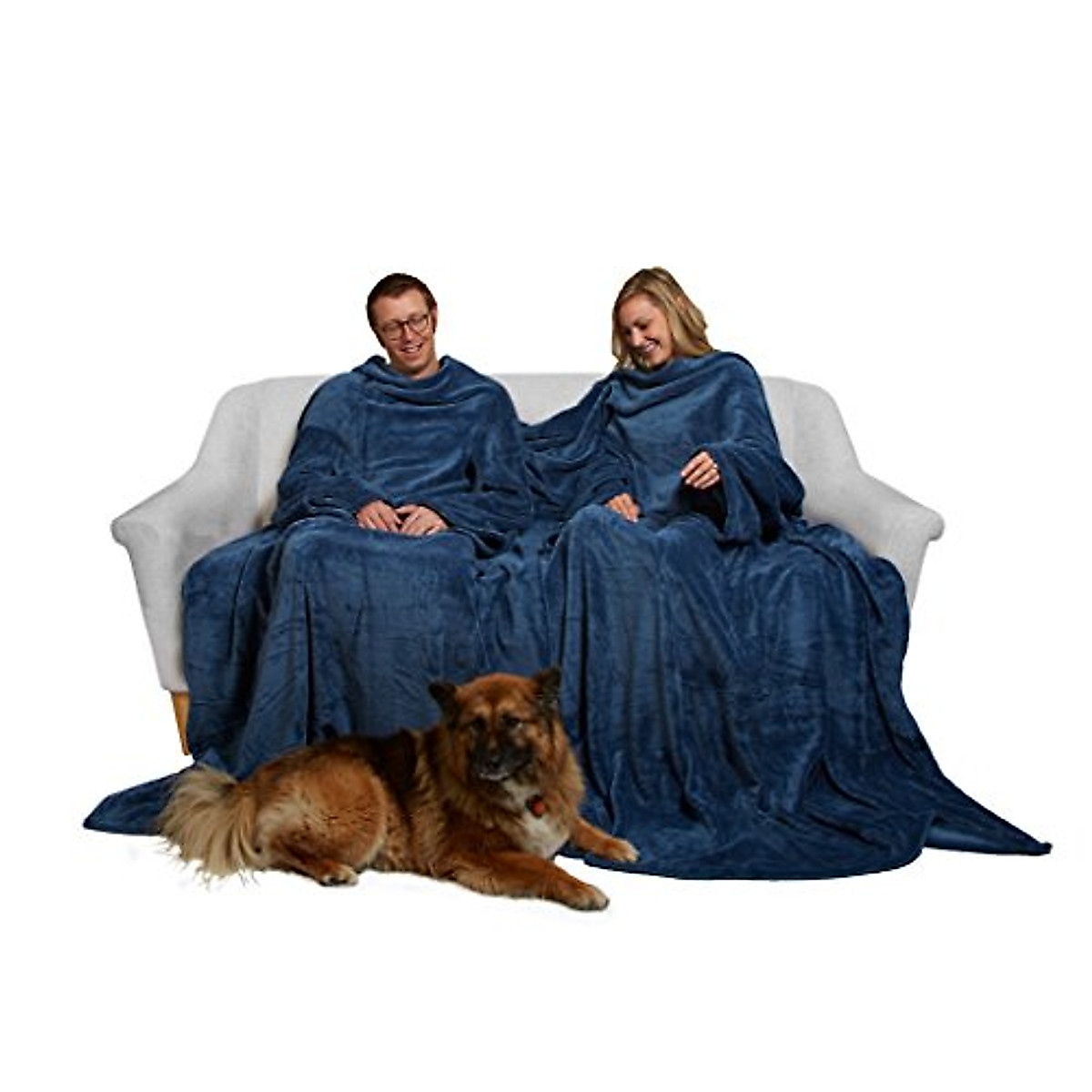 Slanket The Ultimate Siamese Fleece Blanket with Sleeves for 2 People (4 Sleeves) - Lightweight, Warm & Super Soft Blanket for Lounging & Ultimate Comfort - Giant Blanket 120" x 80"