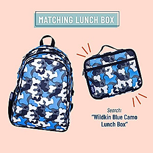 Wildkin 15-Inch Kids Backpack for Boys & Girls, Perfect for Early Elementary Daycare School Travel, Features Padded Back & Adjustable Strap (Blue Camo)