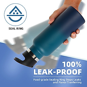 Volhoply 17oz Kids Insulated Water Bottle,Stainless Steel Water Bottles with Straw Lid,Reusable Metal Thermos Water Bottle,Double Wall Vacuum Sports School Water Flask Keep Cold(Dark Night,1 Set)