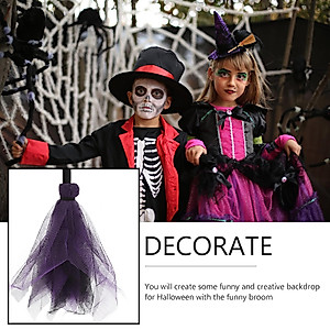 FOMIYES Halloween Witch Broom, Plastic Witch Broomstick Net Yarn Broom Prop for Halloween Costume Dress Up AccessoriesRandom Color
