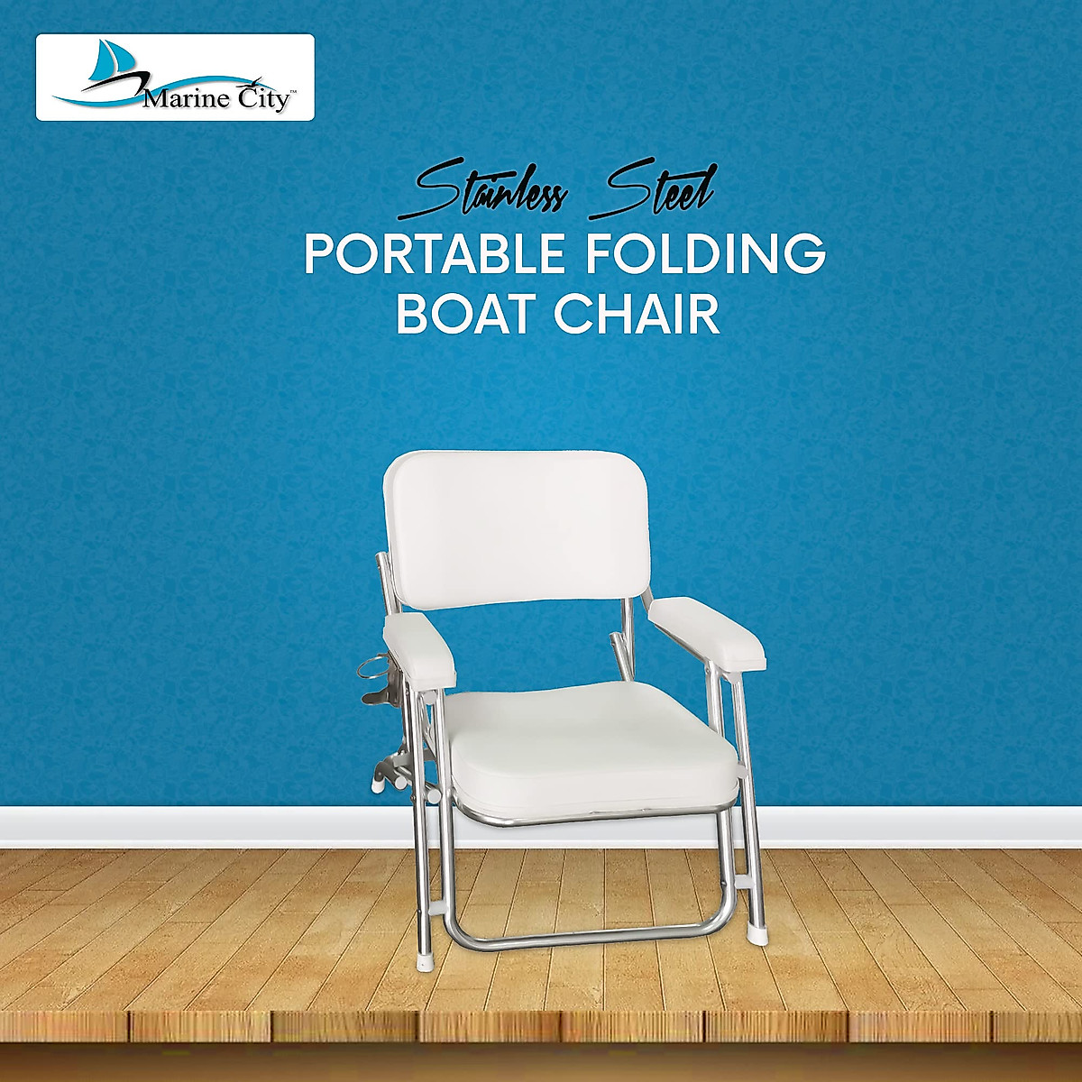 MARINE CITY Aluminum Portable Folding Cushioned Comfortable Boat Deck Beach Chair with Foam Padding for Marines – Boats – Yachts – Ships (Pack of 1)