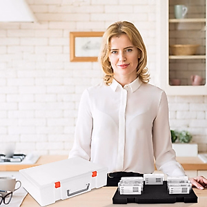 Foam Name Badge Holder with case (Holds 48 Badges) Foam Name Badge Holder Tray ID Badge Tray Organizer Clear Name Tag Holders for Desk Office School