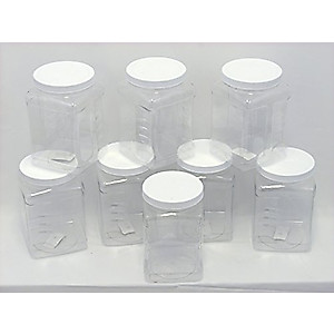 8 Pack of 64 oz PET Containers, Clear Plastic Kitchen Food Storage with Grip