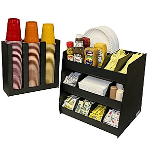 PC 1000 Combo: 2 Piece Combo Coffee Condiment Organizer,3 Column Cup, Lid Holder.for One A Very Professional Presentation. Has 8 Extra Tall Shelf Dividers