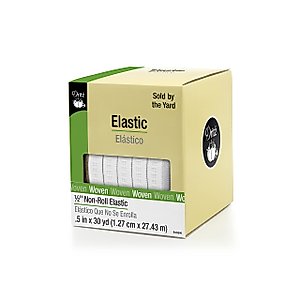 Dritz 9405W Non-Roll Woven Elastic, White, 1/2-Inch by 30-Yard