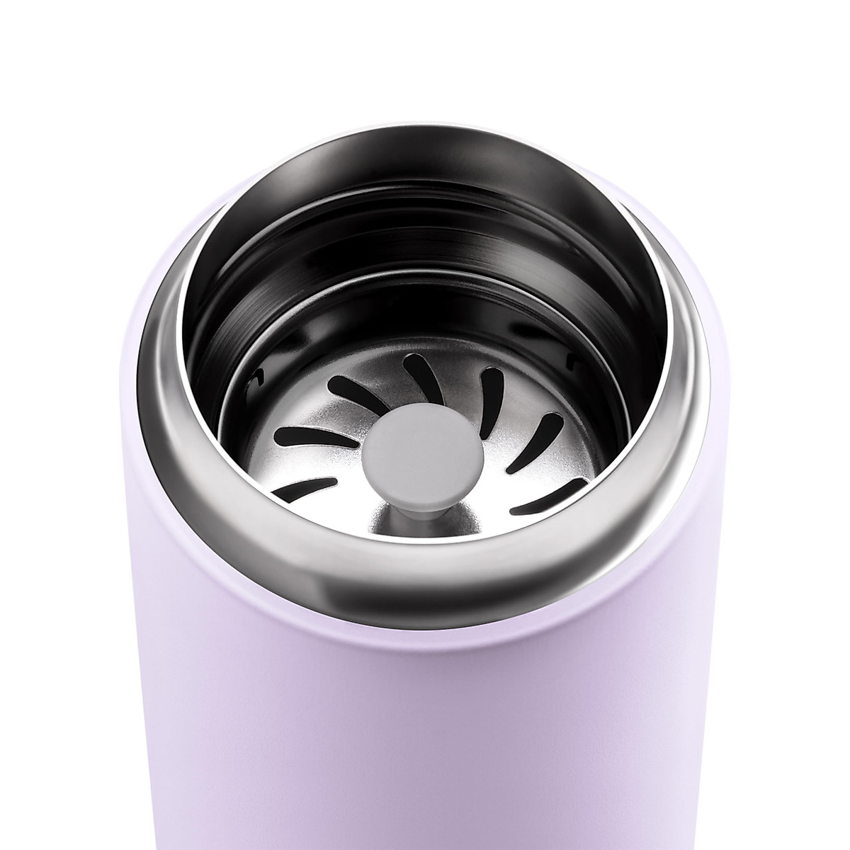 Fellow 12 oz Carter Move Travel Mug - Vacuum-Insulated Stainless Steel Travel Coffee Mug - Coffee Tumbler with Ceramic Interior and Splash Guard - Lavender Purple