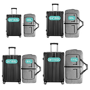 Duffel Bag 65L Packable Duffle Bag with Shoes Compartment Unisex Travel Bag Water-Resistant Duffle Bag(Grey,65L)