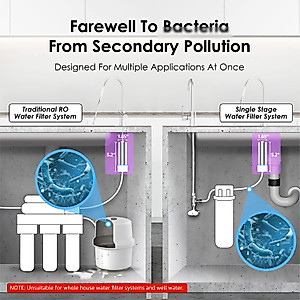 Waterdrop TSU 0.01μm Ultra-Filtration Under Sink Water Filter System and Waterdrop LED UV͎ Ultrąviolët Water Sterilizër Filter for Kitchen