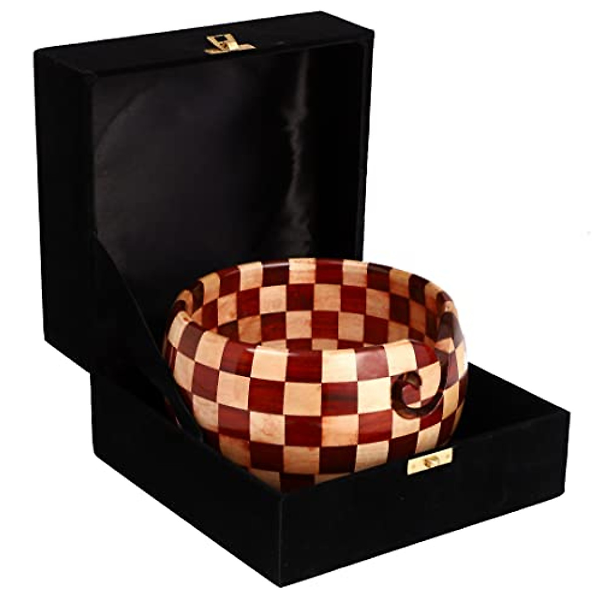 Brainmart Handmade Wooden Yarn Bowl Knitting Bowl Large Crochet Yarn Holder Bowl with Box Crocheting Accessories (7 * 4 Inches)