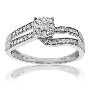 Vir Jewels 1/4 cttw Diamond Cluster Set Wedding Engagement Ring 14K White Gold Bridal Size 7