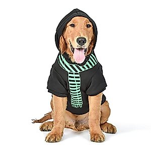 Harry Potter Slytherin Pet Hoodie with Faux Scarf - Medium | Harry Potter Accessories for Dogs | Harry Potter Dog Accessories for Hogwarts Houses, Slytherin Black
