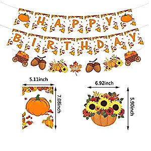 Pumpkin Party Decorations Kit Happy Birthday Pumpkin Banner Autumn Cake Topper Latex Balloon for Fall Birthday Baby Shower Thanksgiving