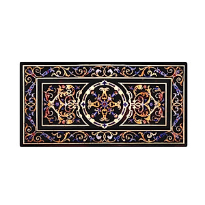 48 x 24 Inch Marble Dining Table, Eating Table, Breakfast Table, Dinner Table, Marble Patio Table, Rectangle Table, Garden Decor Table