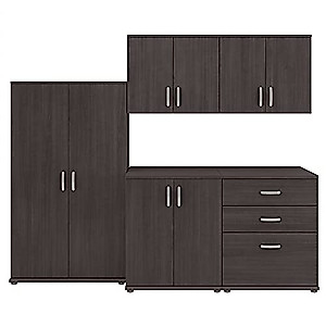 Bush Business Furniture Universal 5 Piece Modular Storage Set with Floor and Wall Cabinets, Storm Gray