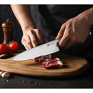 Dfito Kitchen Knife Set,High Carbon Stainless Steel Knife Set with Case for Kitchen,3 PCS Professional Ultra Sharp Knife Set includes 8'' Chef Knife, 7'' Santoku Knife and 5'' Utility Knife, Gift Box