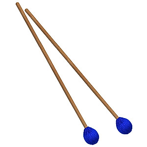 Yolyoo Medium Hard Yarn Head Keyboard Marimba Mallets with Maple Handles,Pack of 2 Blue (Blue)