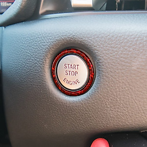 Agulier Engine Start Stop Button Ring Cover Carbon Fiber Keyless One Click Push Start Button Trim Panel Sticker Interior Accessories Decoration for Toyota Supra GR A90 A91 MK5 2019-2022(Red)