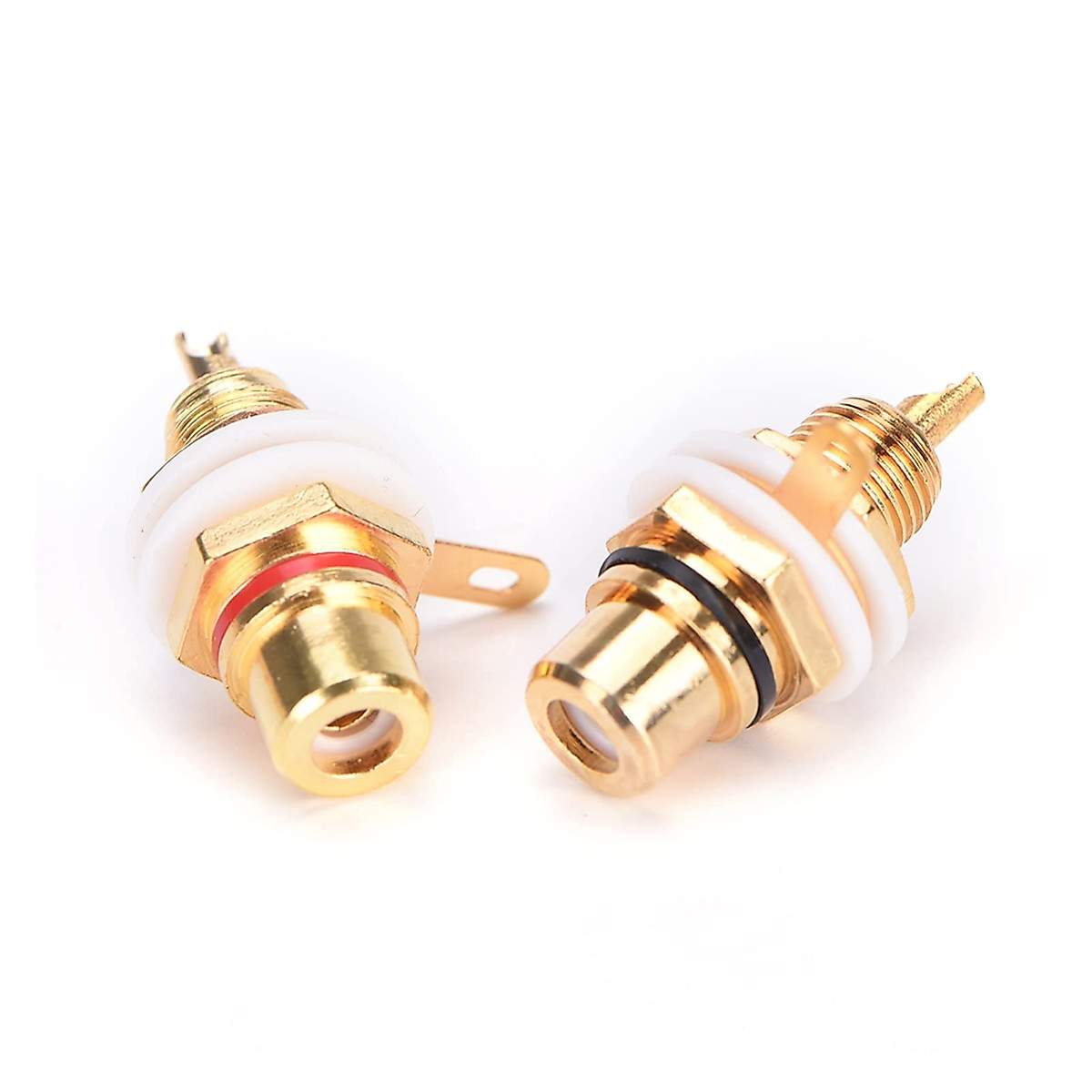 AANAN 10pcs/lot Panel Mount Gold Plated RCA Female Plug Jack Audio Socket Amplifier Chassis Phono Connector with Nut Solder Cup