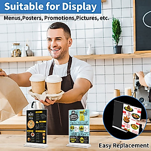 Acrylic Sign Holder 4x6 Inch, 3 Pack Sign Holders Vertical , Double Sided Display Clear TableTop Sign Holder, Acrylic Paper Holder for Wedding Reception, Party Decoration, Numbers Picture Frames