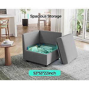 LINSY HOME Modular Sectional Sofa with Storage, Washable Sectional Couch with Changeable Covers, Corner Seat for Modular Sofa, Grey