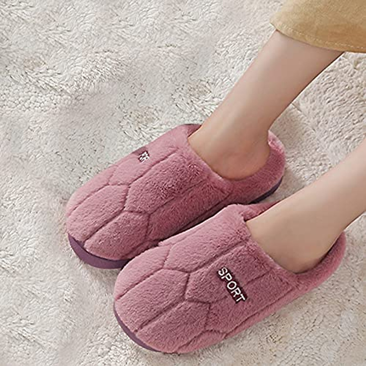 Womens Winter Warm Slipper,Slip On Faux Fur Fluffy House Shoes Non Slip Comfort Indoor Outdoor Womens Slippers