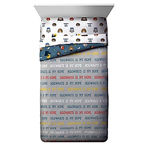 Jay Franco Hogwarts is My Home 4 Piece Twin Bed Set (Offical Harry Potter Product), Blue