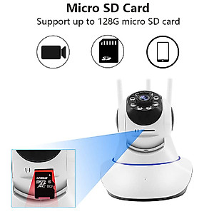 Bawofu IP Security Camera with 2 Way Audio 1080P Home Wireless Indoor, Support 2X Magnification & Free Motion Alerts Night Vision for Pet/Nanny Compatible SD Card up to 128G