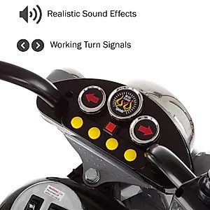 Kids Motorcycle Ride On Toy – 3-Wheel Chopper with Reverse and Headlights - Battery Powered Motorbike for Kids 3 and Up by Lil’ Rider (Black)