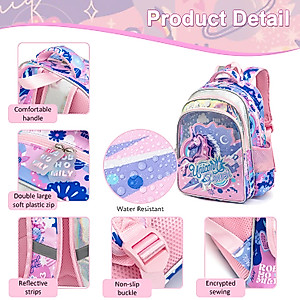 Robhomily Girls Backpack Kids Backpacks for Girls in Preschool Kindergarten Elementary School,Cute Unicorn Backpack for Girls 4-8 Lightweight Kawaii School Backpack 16 inch