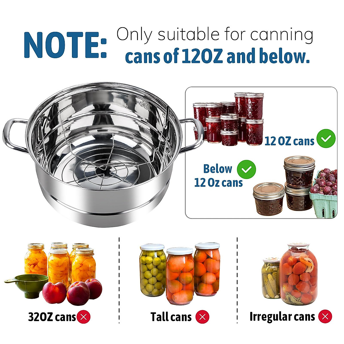 Vigamimn Canning Pot-Canning supplies starter kit, Stainless Steel Canning Tool Kit, Water bath canner with rack for canning