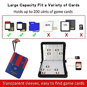 Dmoicols Game Card Binder Compatible with Nintendo Switch &OLED&Lite Model,PS Vita Cartridge Case,SD Memory Card Storage Holder with Sleeves,Card Collection Book holds up to 200 Cards(Red+Blue)