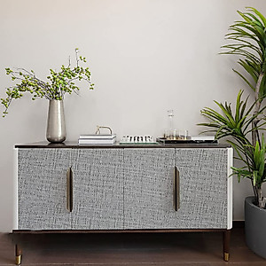 Yancorp 10ft Textured Fabric Gray Wallpaper Faux Grasscloth Grey Peel and Stick Wallpaper Self-Adhesive Wallpaper Linen Removable Wallpaper Cabinets Counter Top Liners