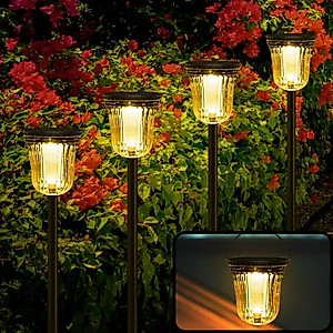 Ortope Solar Pathway Lights Outdoor Garden,200 Lumen 4Pack Solar Powered Outdoor Landscape Path Lights,12Hrs Long Last High Lumen LED Solar Walkway Yard Garden Sidewalk Patio Lights Waterproof