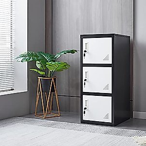 CBNTKI Metal Locker Storage Cabinet for School, Gym, Home, Office Employee Lock Box,Steel Organizer with 3 Doors & Keys (1)