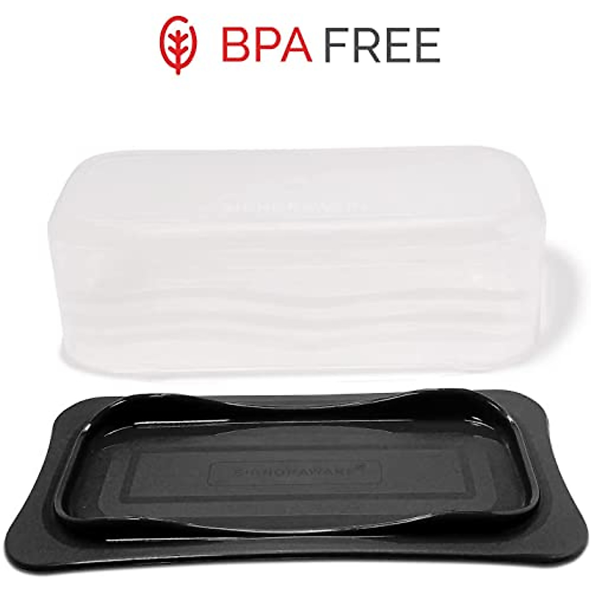 Cover Butter Container - Butter Storage Container with Transparent Lid - Durable Plastic Butter Container for Counter - Plastic Butter Dish with Lid - Covered Butter Dish for Home or Camping (Black)