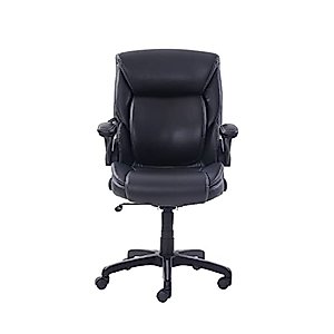Lumbar Bonded Leather Manager Office Chair, Black (Color : Black)