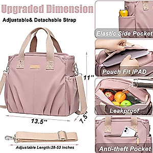 Weitars Lunch Bag For Women Lunch Bag For Work Lunch Box For Women,Insulated Lunch Cooler Purse Lunch Tote,Wide-Open Lunch Box With Shoulder Strap,Multi-Pockets,Lunch Bag For Picnic Beach Hiking