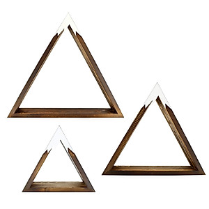 AuldHome Design Rustic Boho Mountain Shelves (Nesting Set of 3); Mountain-Shaped Wooden Floating Decorative Shelves