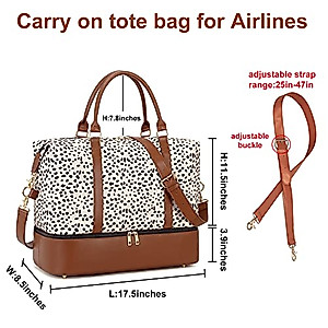 Womens Travel Weekender Bag Carry on Overnight Bag Canvas Luggage Shoulder Duffel Beach Tote Bag with Shoe Compartment