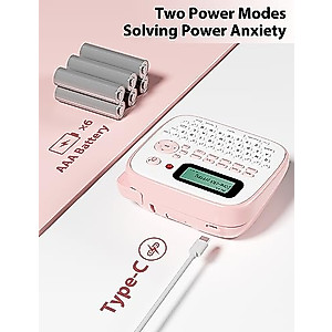 Vixic Pink Label Maker Machine with 4 Tapes, D210S Label Maker Machine, Portable Label Maker with Keyboard, QWERTY Keyboard Handheld & Easy to use, Multiple Fonts Frames for Home/Office/School