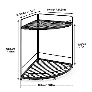 mahueeol Corner Bathroom Organizer for Countertop,2-Tier Cosmetic Holder Vanity Rack,Detachable Standing Rack Kitchen Cabinet Spice Rack Metal Bathroom Shelf for Shower Caddy Wire Shelf