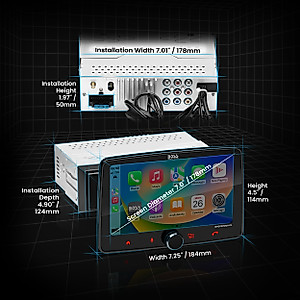 BOSS Audio Systems BVCP9700A-FL Car Audio Stereo System - Apple CarPlay, Android Auto, 7 Inch Single Din, Capacitive Touchscreen, Bluetooth Audio and Calling Head Unit, Radio Receiver, No CD Player