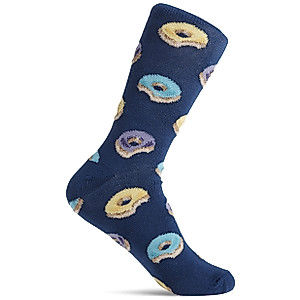 Hot Sox Kids' Big Fun Food & Drink Crew Socks-1 Pair Pack-Cool & Cute Boys & Girls Gifts, Donuts (Dark Blue), Medium-Large