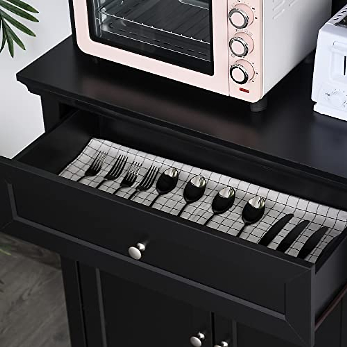 HOMCOM 71" Traditional Freestanding Kitchen Buffet with Hutch, Pantry Cabinet with 4 Doors, 3-Level Adjustable Shelves, and 1 Drawer, Black