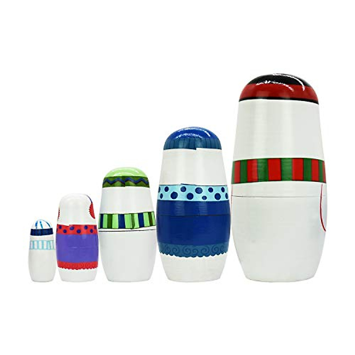 Tphon Nesting Dolls 5pcs Handmade Russian Wooden Matryoshka Dolls Cute Cartoon Pattern Nesting Doll Toy Stacking Doll Set for Kids Christmas and Birthday (02 Snowmen)