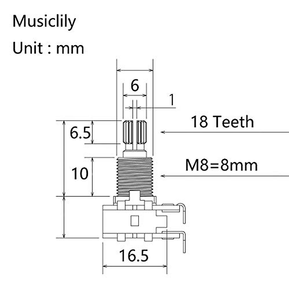 Musiclily Pro Aluminium Mini Metric Sized Blend Pots MN500K Dual Balance Potentiometers with Center Detent for Guitar (Set of 2)