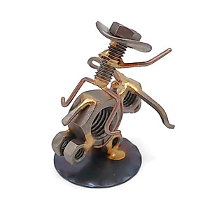 Bull Rider Collectible Handmade Metal Art Figurine, Desk Accessories, Trophy, Boss Gift, Home Office Décor, Rodeo