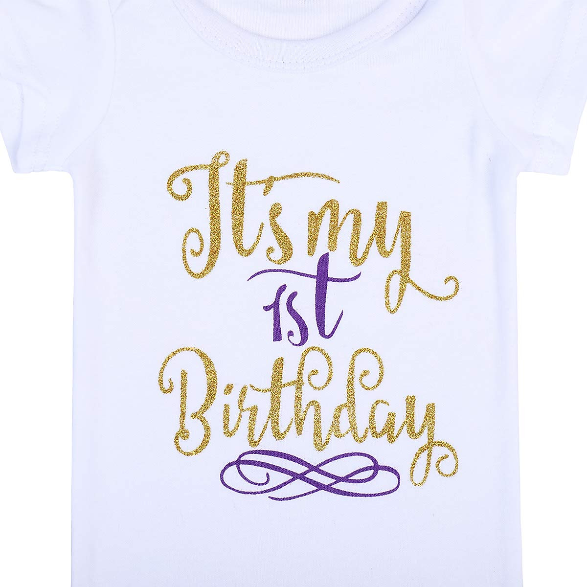 ODASDO It’s My 1st First Birthday Outfit Newborn Infant Baby One Year Party Cake Smash Set Princess Dress Cotton Short Sleeve Bodysuit Romper Tutu Skirt Sequin Bowknot Headband 3pcs Purple 1st 1T