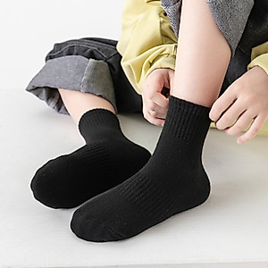 BISOUSOX Boys Socks 10-12 Years Old White School Dress Socks 6-8 8-10 Kids Athletic Socks Christmas Gift